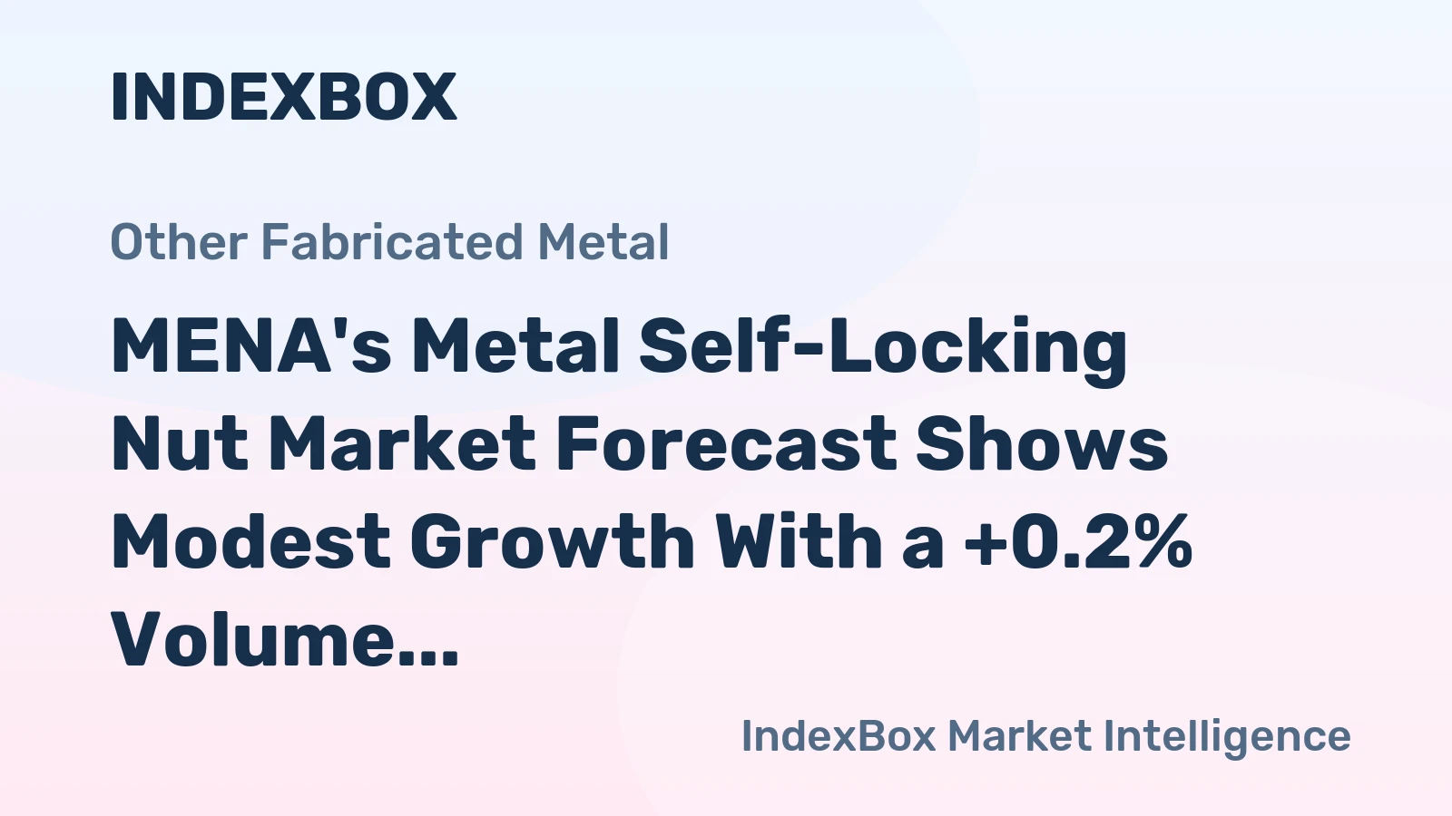MENA's Metal Self-Locking Nut Market Forecast Shows Modest Growth With a +0.2% Volume CAGR