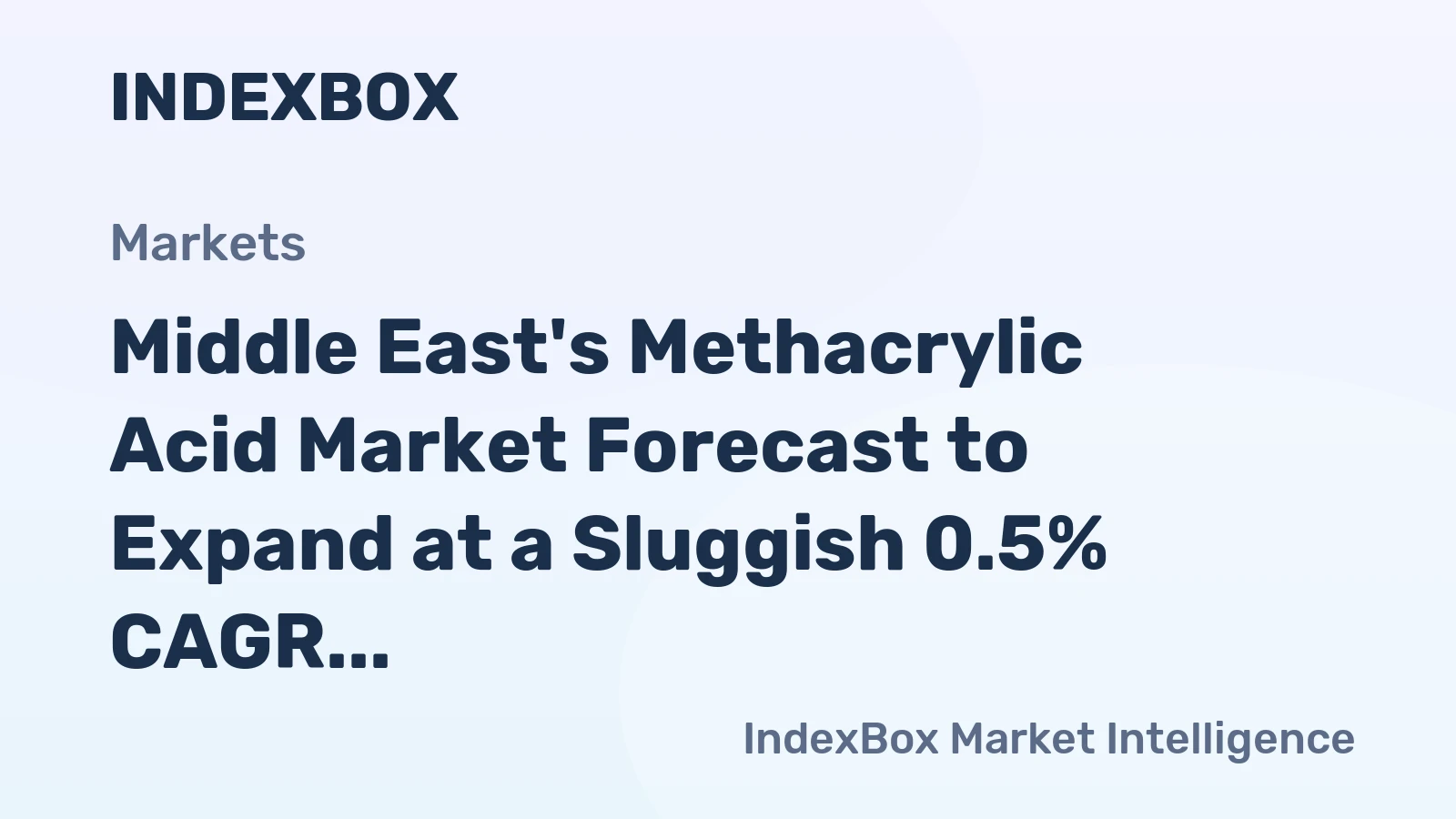 Middle East's Methacrylic Acid Market Forecast to Expand at a Sluggish 0.5% CAGR Through 2035