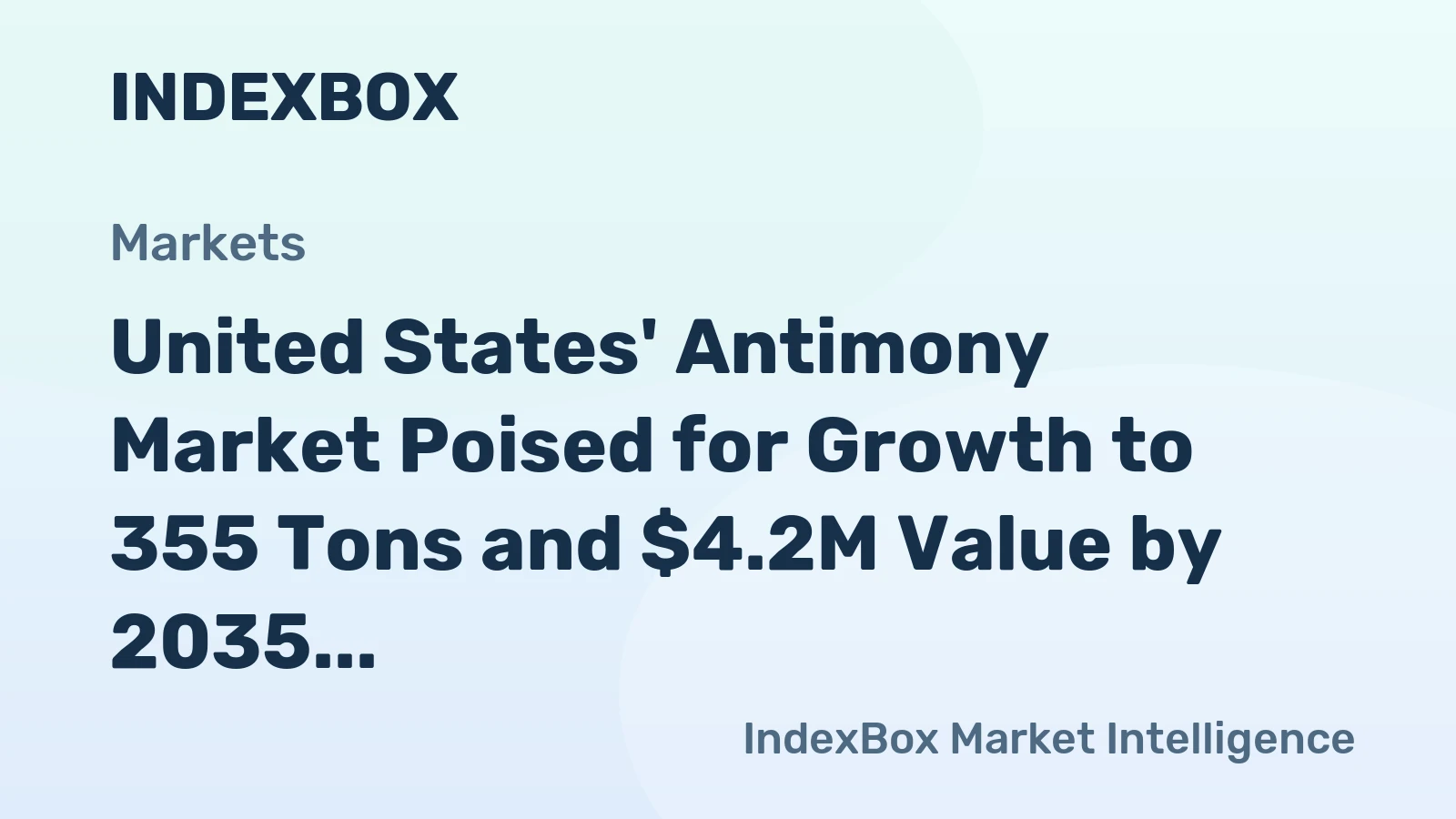 United States' Antimony Market Poised for Growth to 355 Tons and $4.2M Value by 2035