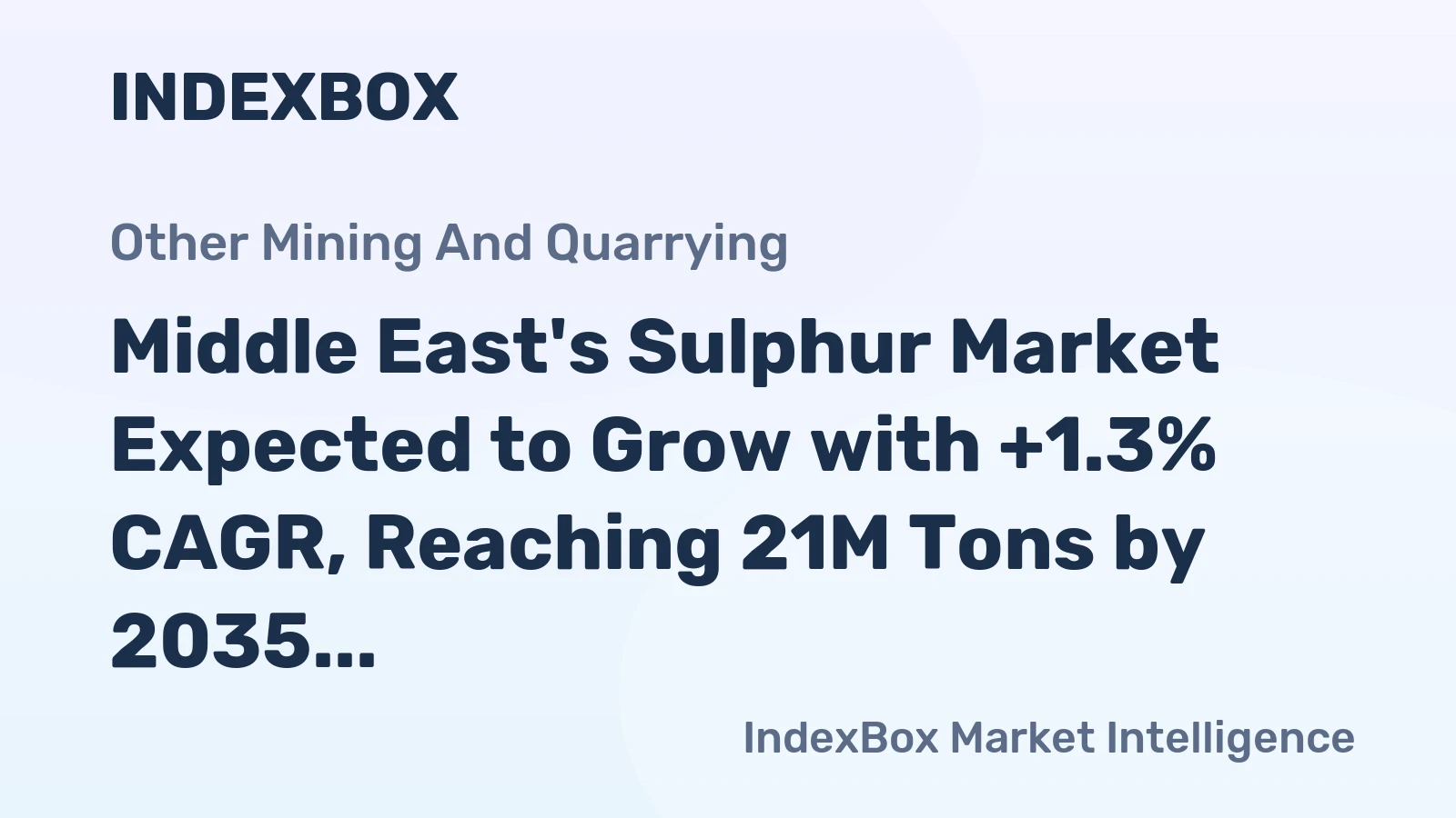 Middle East's Sulphur Market Expected to Grow with +1.3% CAGR, Reaching 21M Tons by 2035