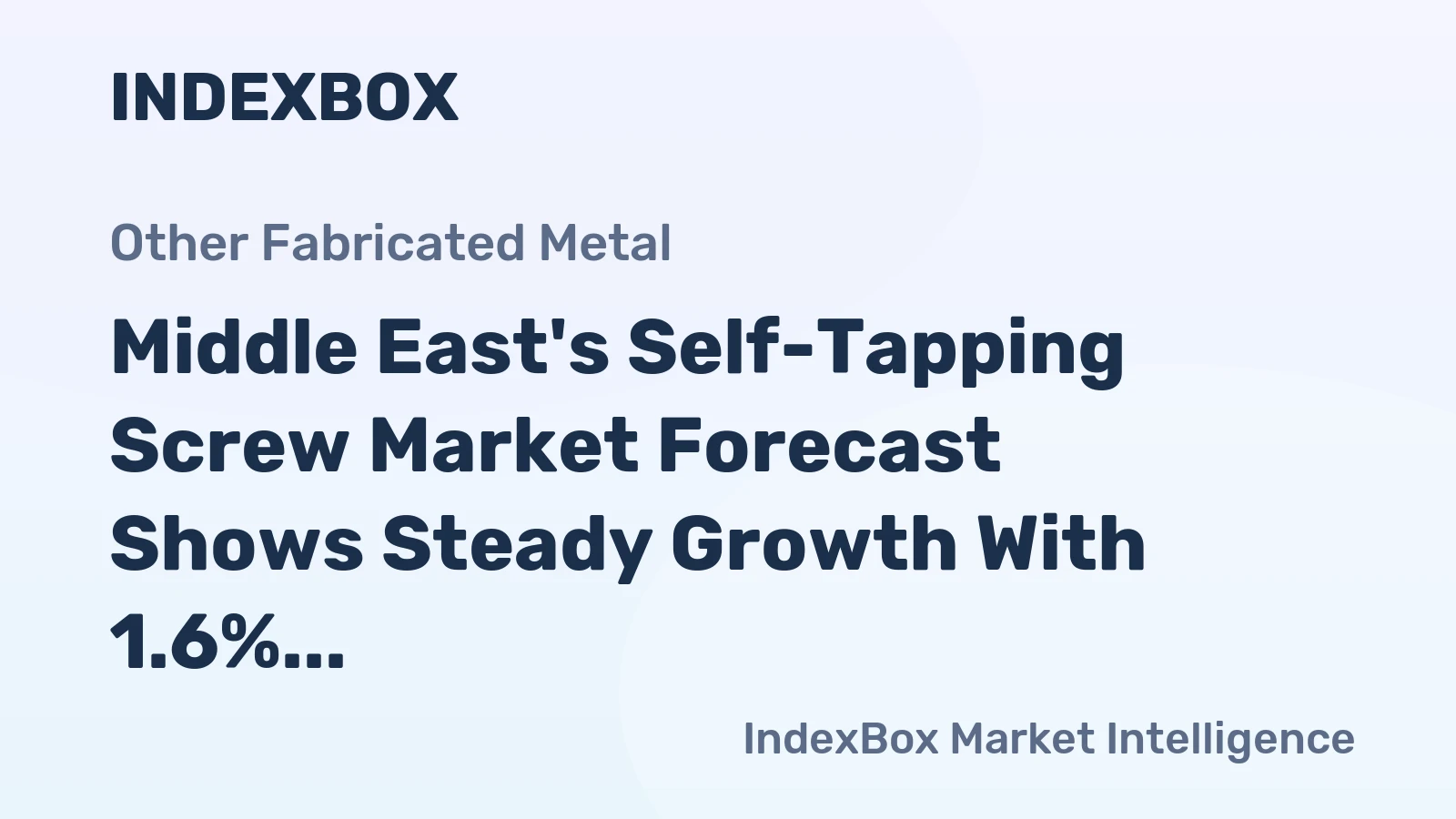 Middle East's Self-Tapping Screw Market Forecast Shows Steady Growth With 1.6% CAGR Through 2035