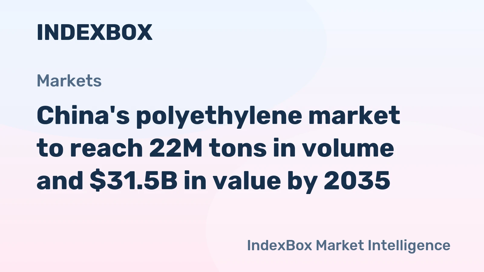 China's polyethylene market to reach 22M tons in volume and $31.5B in value by 2035