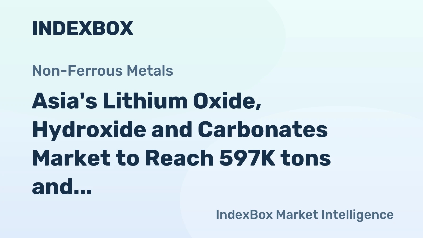 Asia's Lithium Oxide, Hydroxide and Carbonates Market to Reach 597K tons and $8.8B by 2035