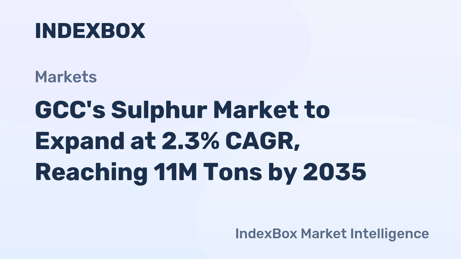 GCC's Sulphur Market to Expand at 2.3% CAGR, Reaching 11M Tons by 2035