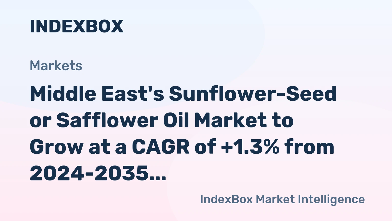 Middle East's Sunflower-Seed or Safflower Oil Market to Grow at a CAGR of +1.3% from 2024-2035