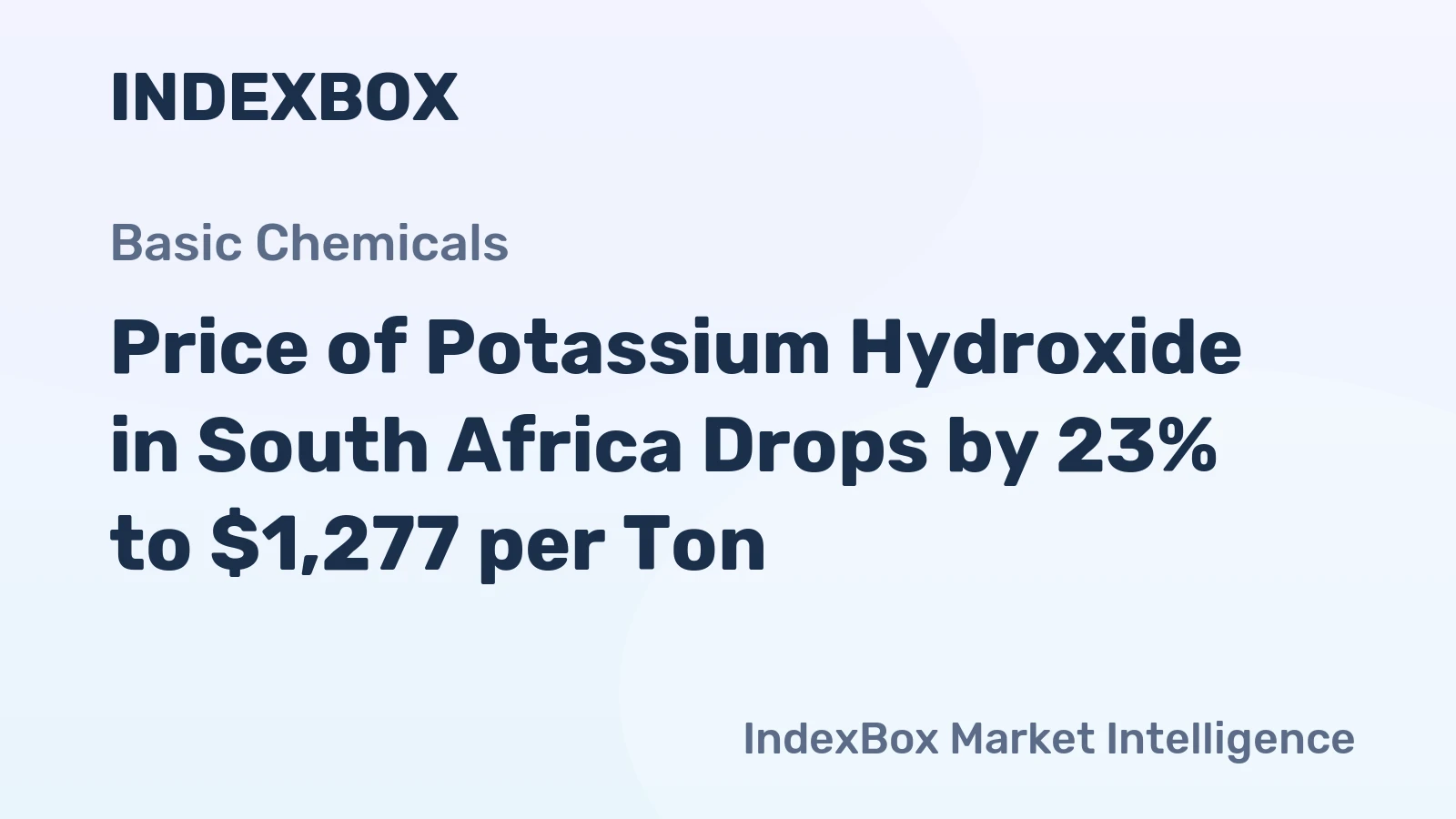 Price of Potassium Hydroxide in South Africa Drops by 23% to $1,277 per Ton