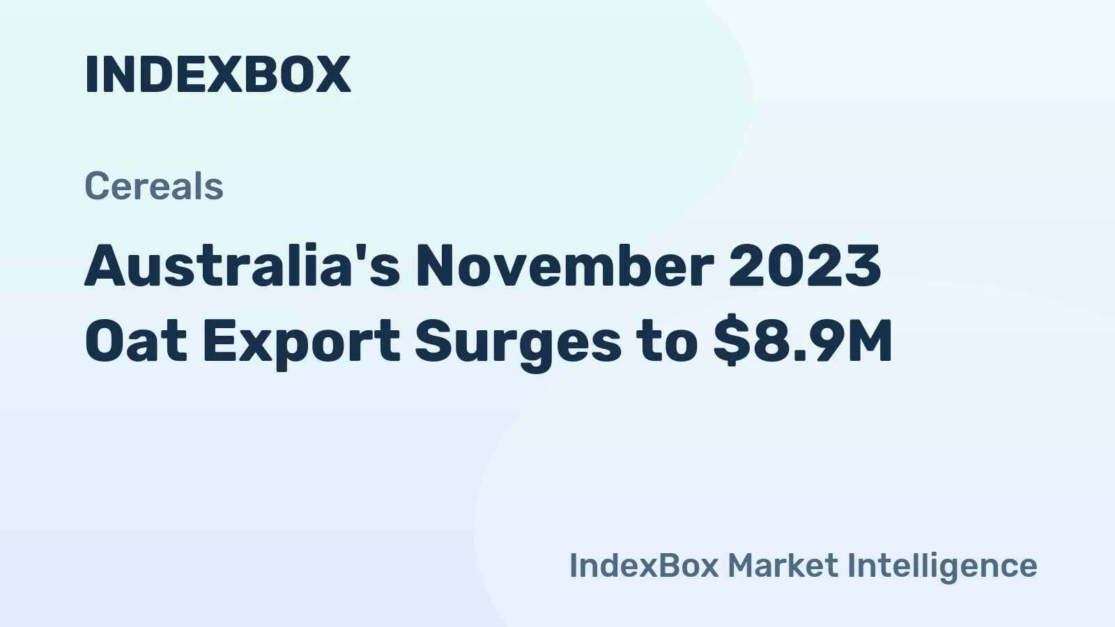 Australia's November 2023 Oat Export Surges to $8.9M