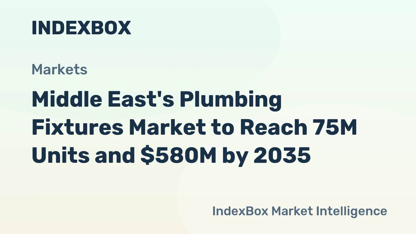 Middle East's Plumbing Fixtures Market to Reach 75M Units and $580M by 2035