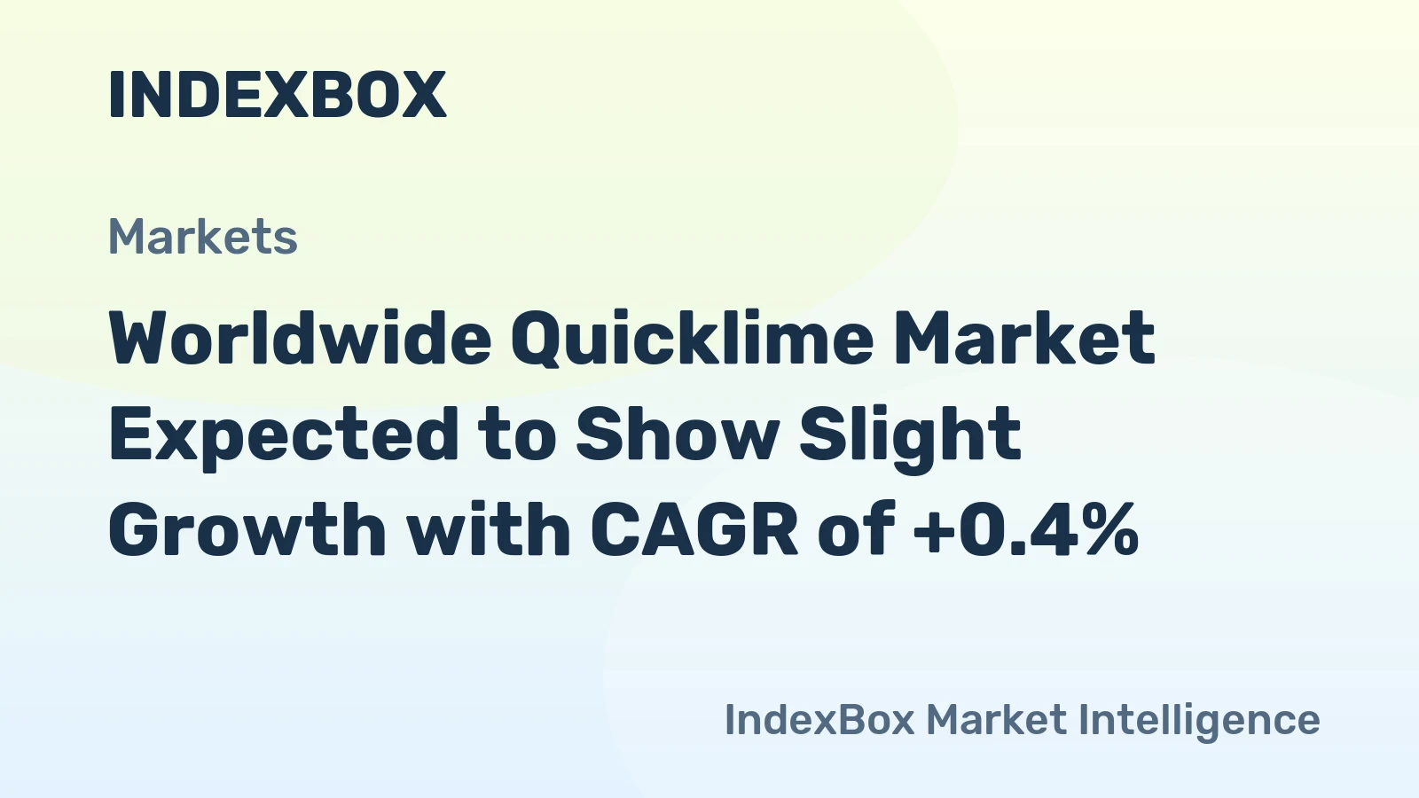 Worldwide Quicklime Market Expected to Show Slight Growth with CAGR of +0.4%