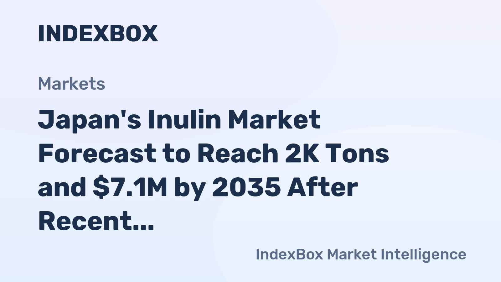 Japan's Inulin Market Forecast to Reach 2K Tons and $7.1M by 2035 After Recent Contraction