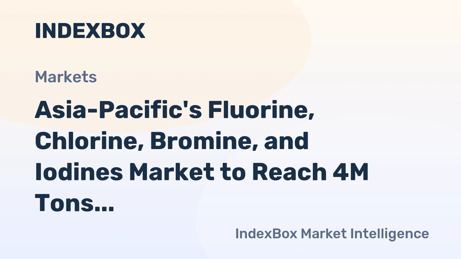 Asia-Pacific's Fluorine, Chlorine, Bromine, and Iodines Market to Reach 4M Tons and $31.5B by 2035