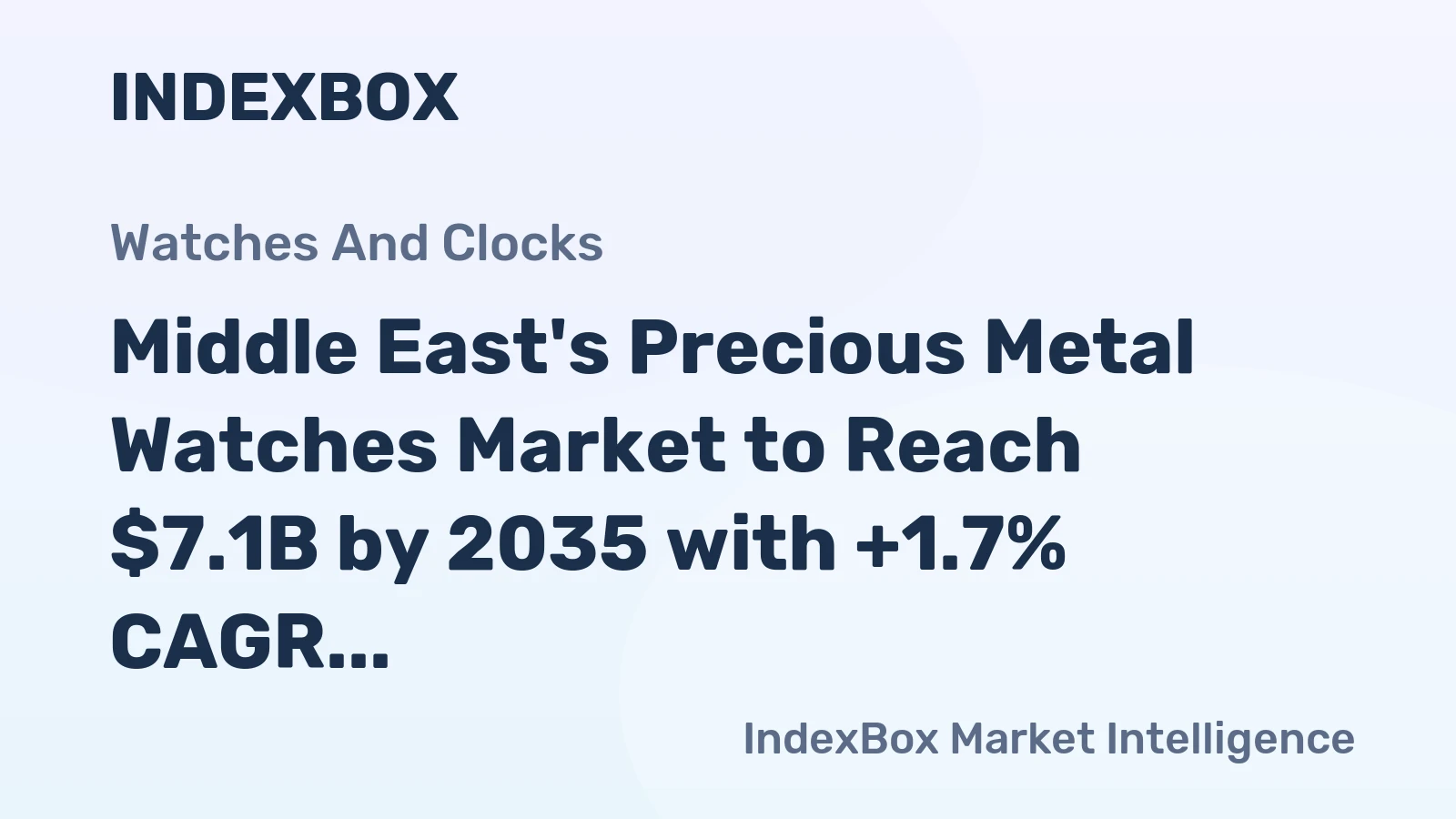Middle East's Precious Metal Watches Market to Reach $7.1B by 2035 with +1.7% CAGR