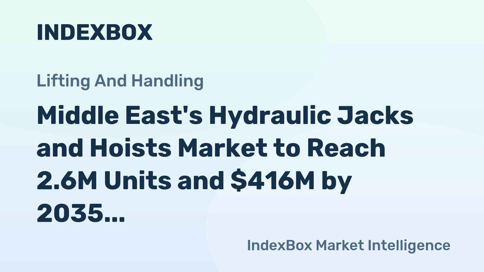 Middle East's Hydraulic Jacks and Hoists Market to Reach 2.6M Units and $416M by 2035