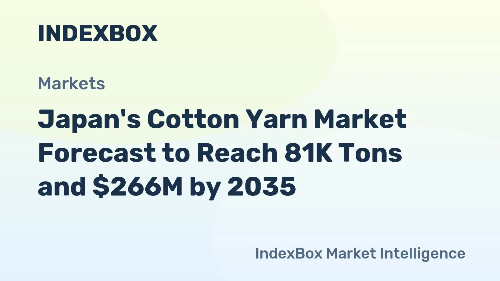 Japan's Cotton Yarn Market Forecast to Reach 81K Tons and $266M by 2035