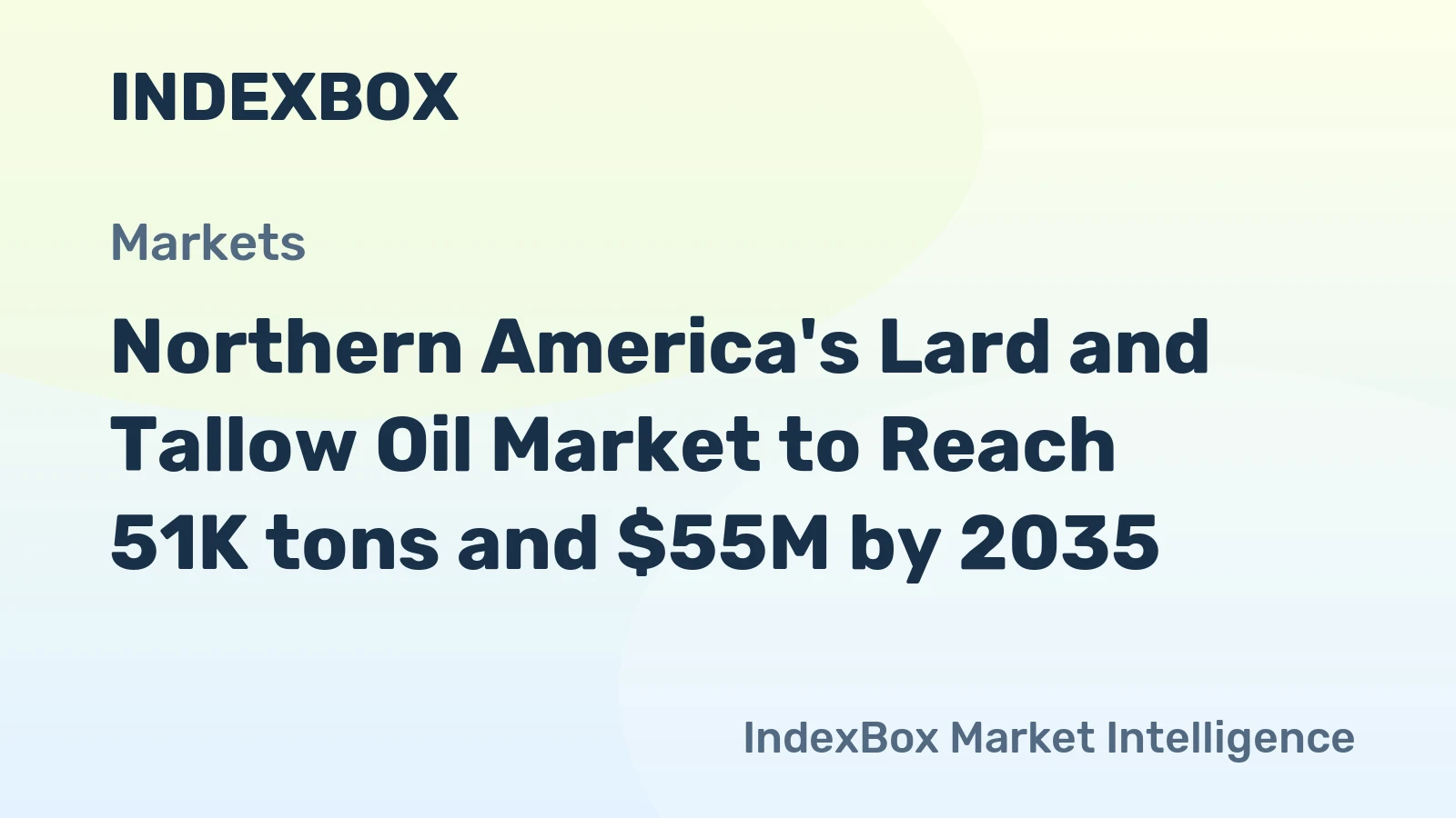 Northern America's Lard and Tallow Oil Market to Reach 51K tons and $55M by 2035