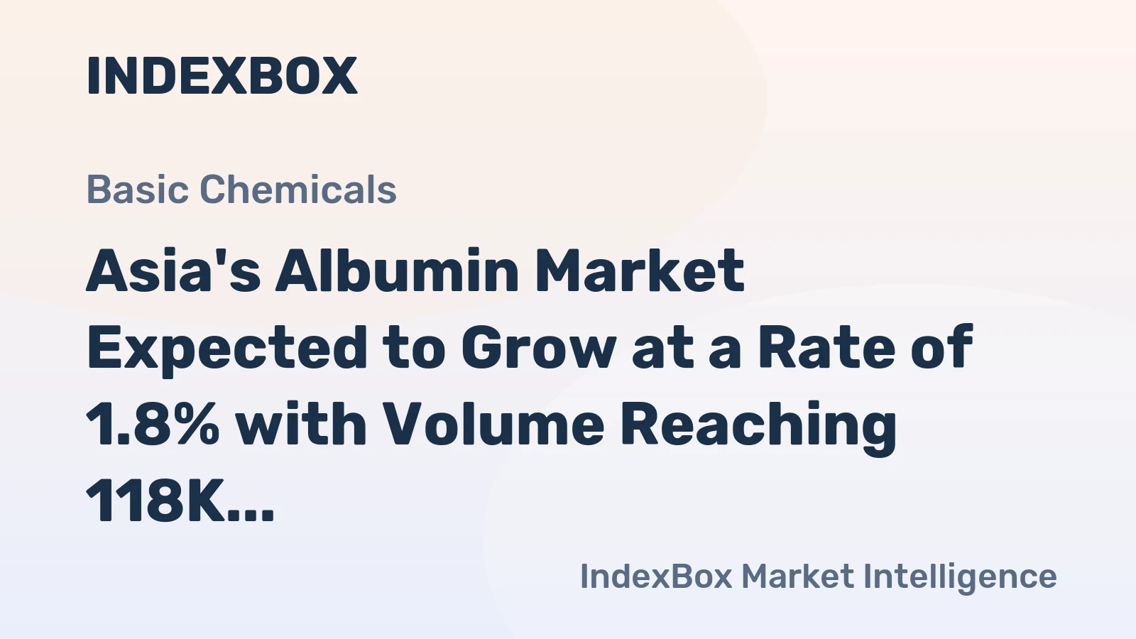 Asia's Albumin Market Expected to Grow at a Rate of 1.8% with Volume Reaching 118K tons and Value at $1.4B by 2035