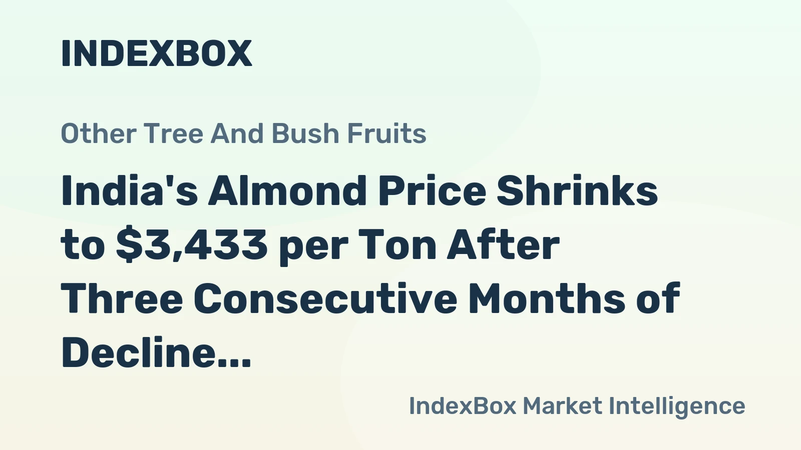 India's Almond Price Shrinks to $3,433 per Ton After Three Consecutive Months of Decline