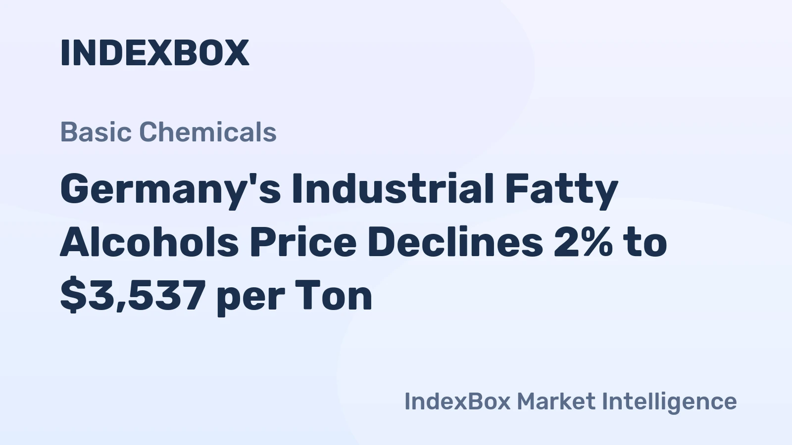 Germany's Industrial Fatty Alcohols Price Declines 2% to $3,537 per Ton