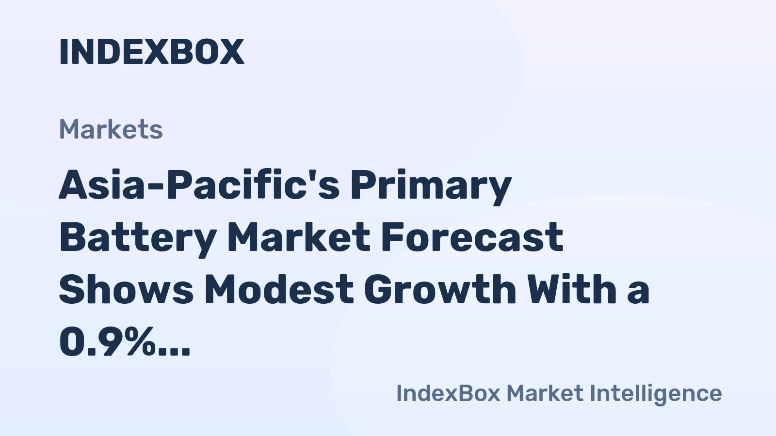 Asia-Pacific's Primary Battery Market Forecast Shows Modest Growth With a 0.9% CAGR Through 2035