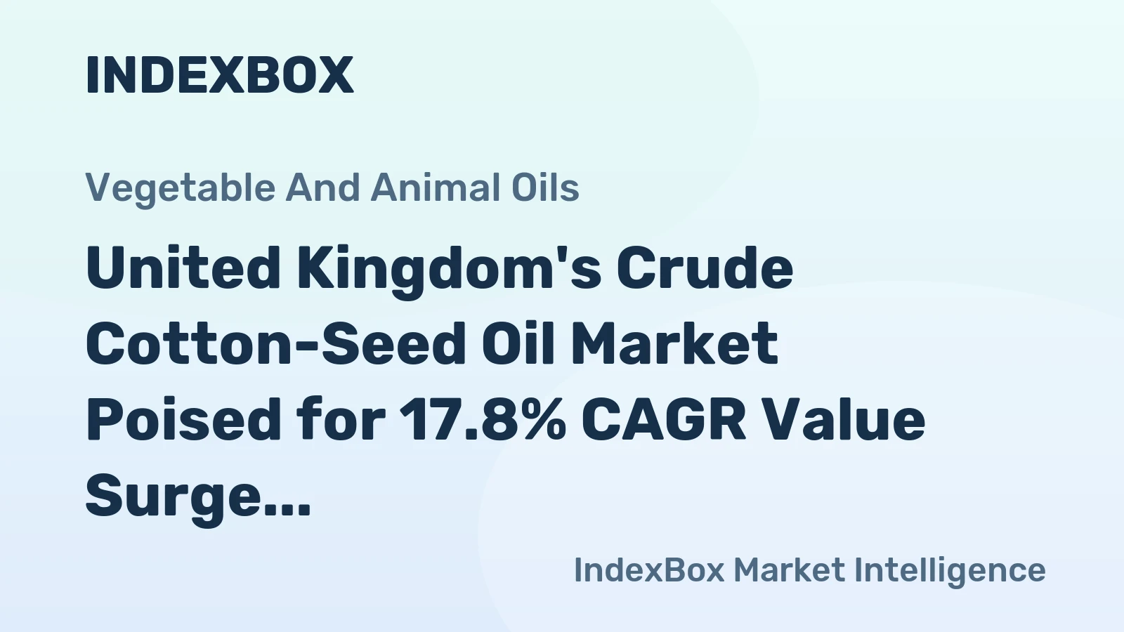 United Kingdom's Crude Cotton-Seed Oil Market Poised for 17.8% CAGR Value Surge
