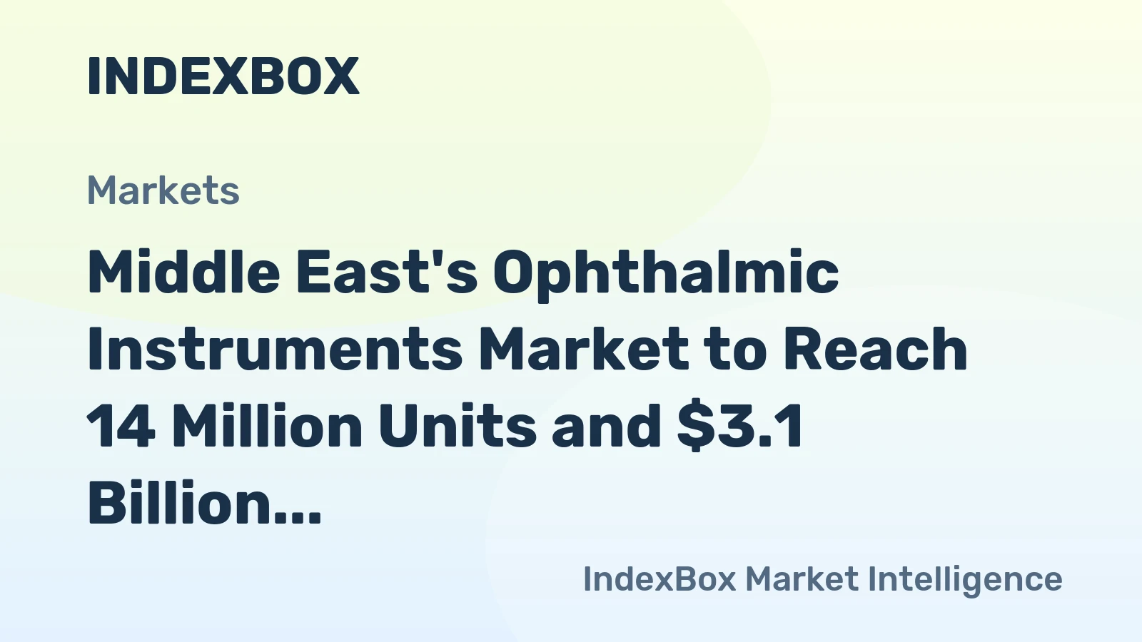 Middle East's Ophthalmic Instruments Market to Reach 14 Million Units and $3.1 Billion