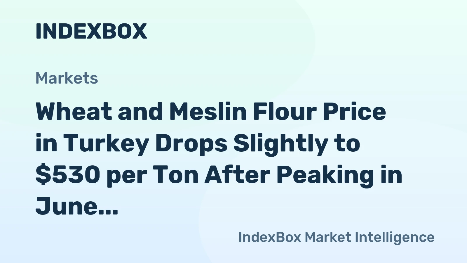 Wheat and Meslin Flour Price in Turkey Drops Slightly to $530 per Ton After Peaking in June