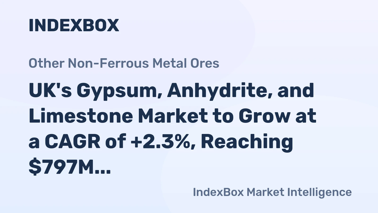 UK's Gypsum, Anhydrite, and Limestone Market to Grow at a CAGR of +2.3%, Reaching $797M by 2035