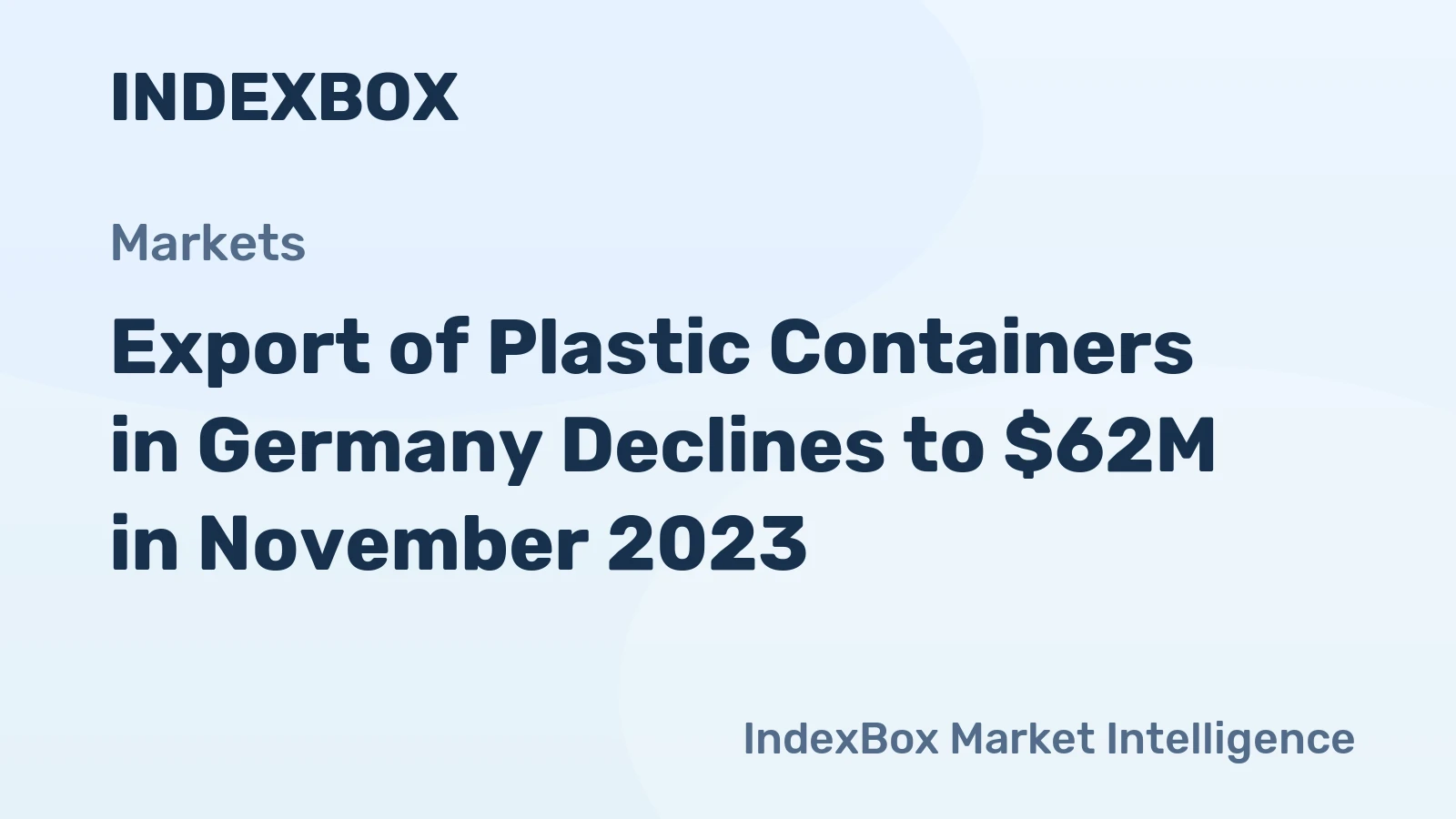Export of Plastic Containers in Germany Declines to $62M in November 2023