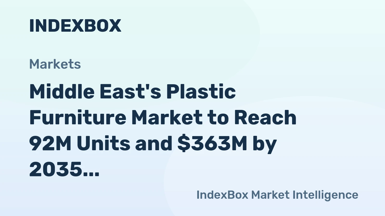 Middle East's Plastic Furniture Market to Reach 92M Units and $363M by 2035