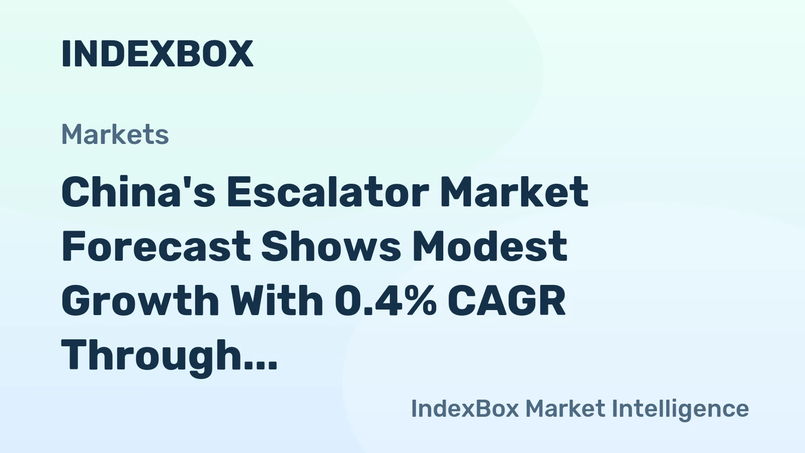 China's Escalator Market Forecast Shows Modest Growth With 0.4% CAGR Through 2035