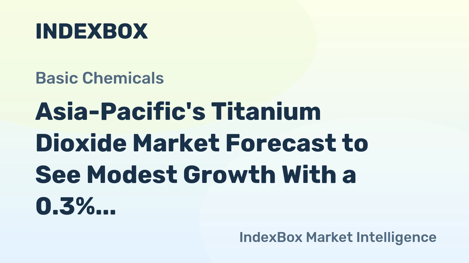 Asia-Pacific's Titanium Dioxide Market Forecast to See Modest Growth With a 0.3% CAGR in Value Through 2035
