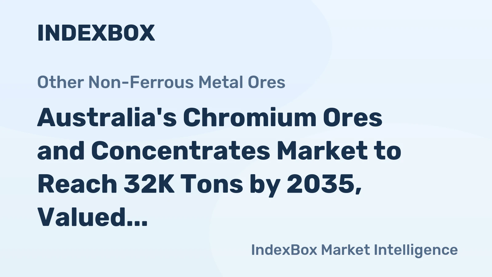 Australia's Chromium Ores and Concentrates Market to Reach 32K Tons by 2035, Valued at $27M