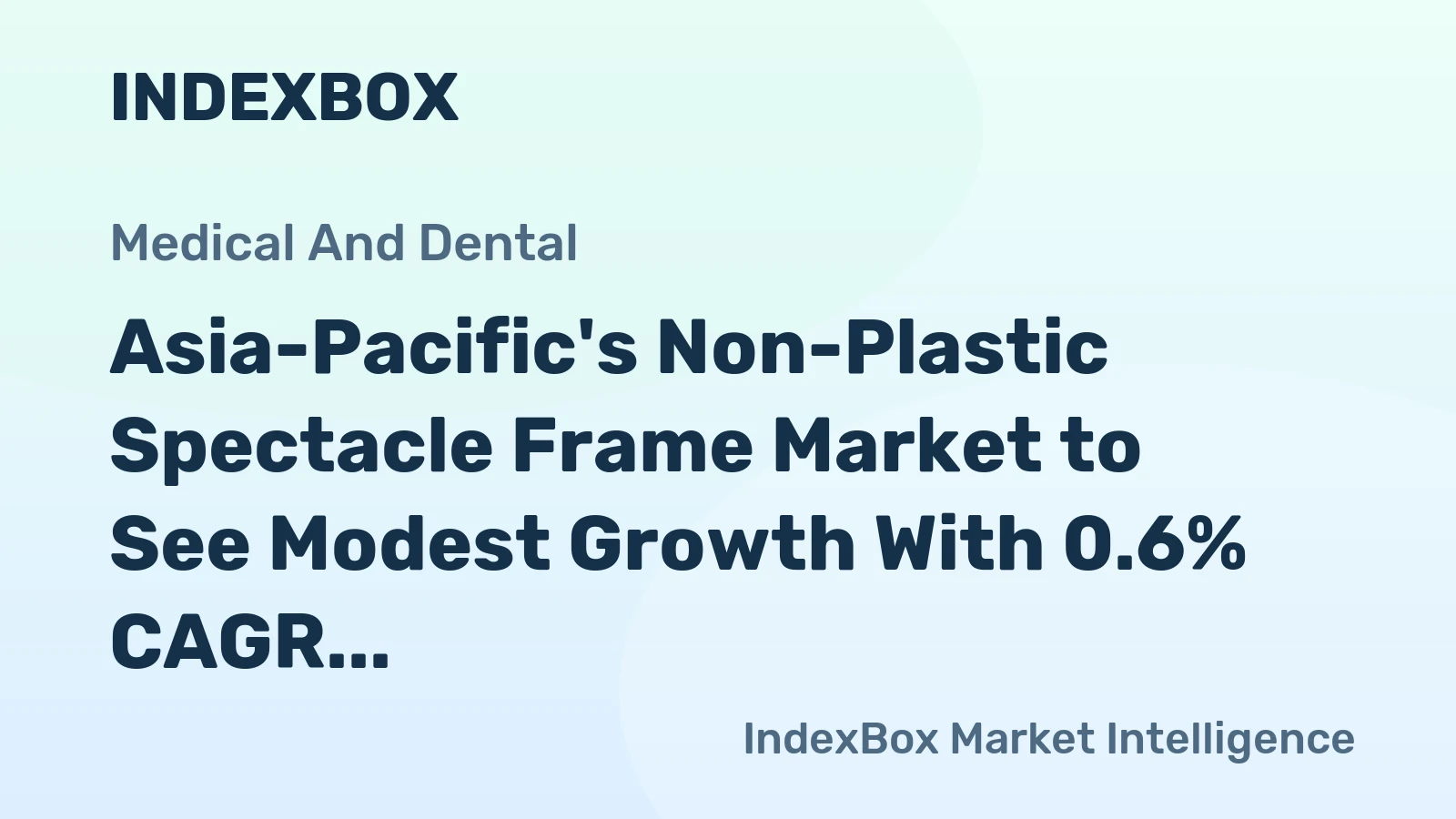 Asia-Pacific's Non-Plastic Spectacle Frame Market to See Modest Growth With 0.6% CAGR Through 2035