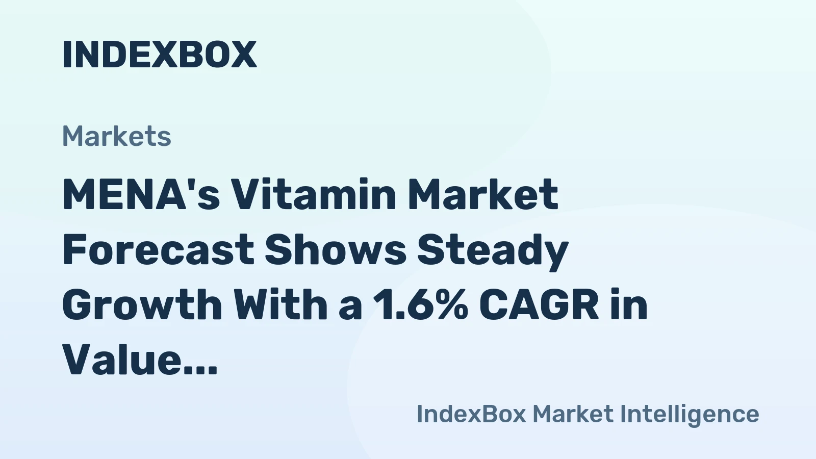 MENA's Vitamin Market Forecast Shows Steady Growth With a 1.6% CAGR in Value