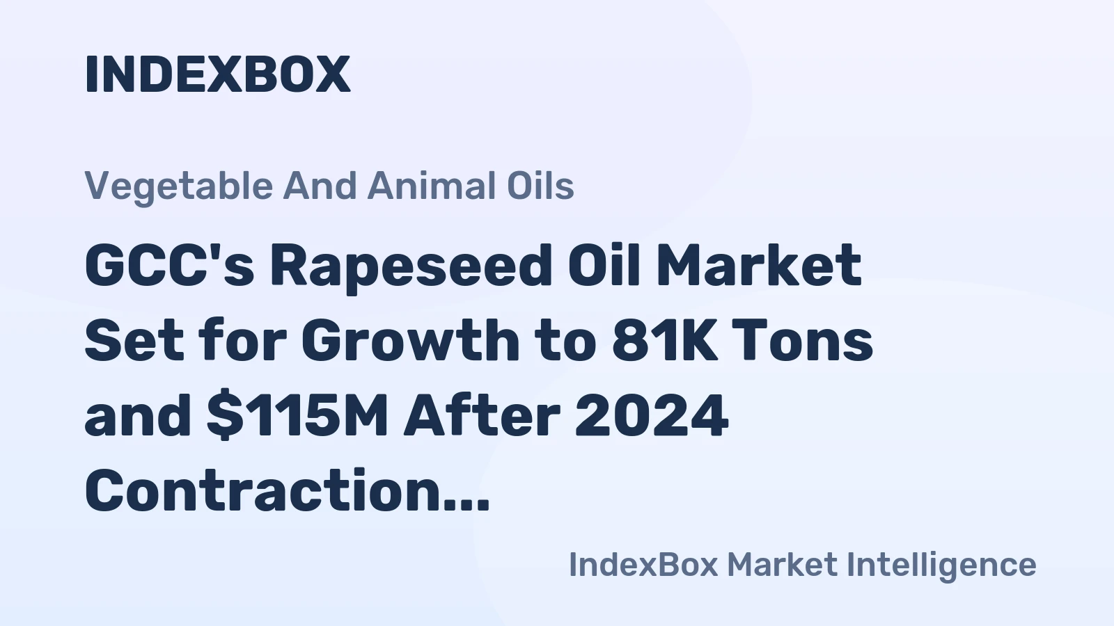 GCC's Rapeseed Oil Market Set for Growth to 81K Tons and $115M After 2024 Contraction