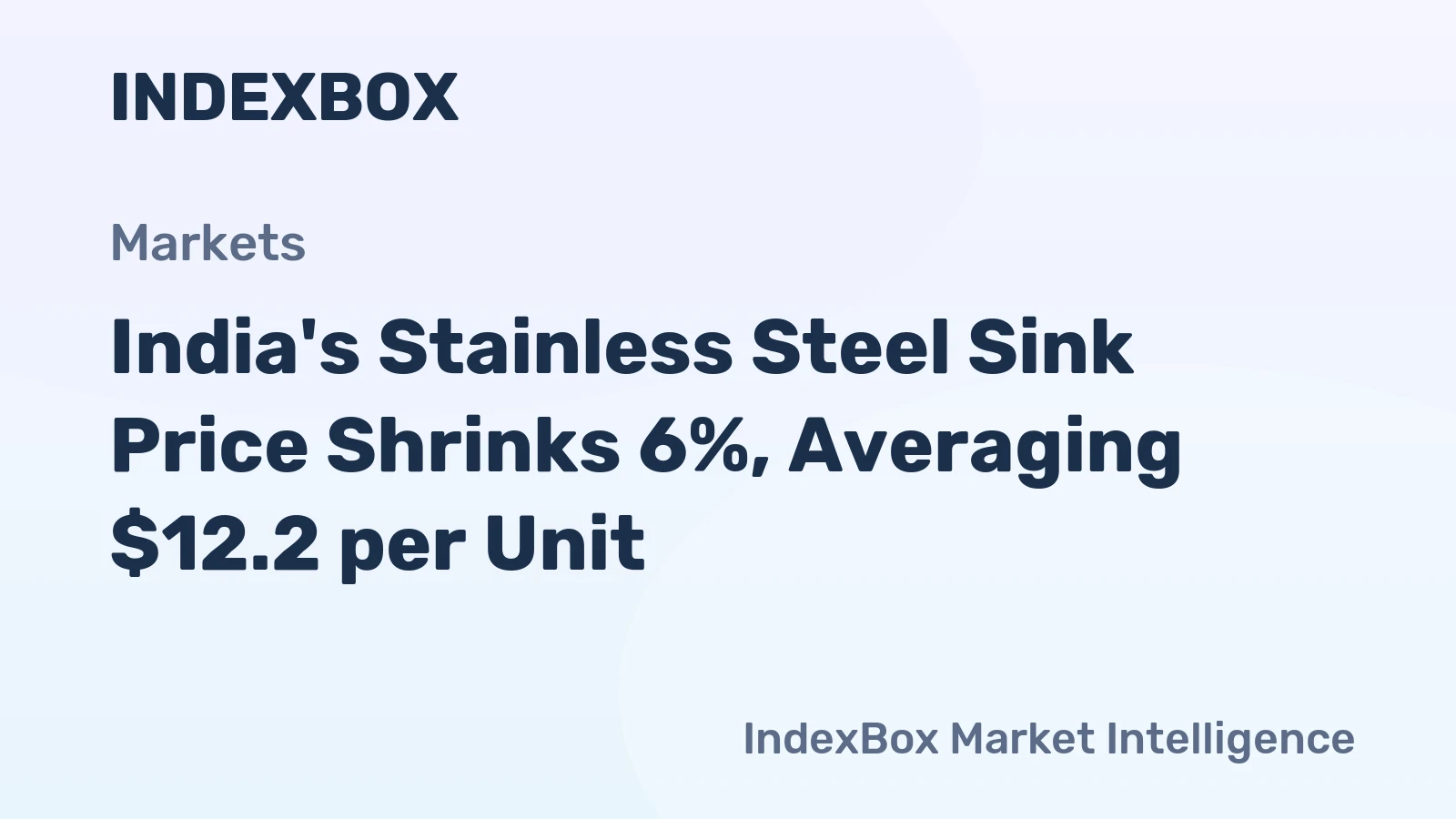 India's Stainless Steel Sink Price Shrinks 6%, Averaging $12.2 per Unit