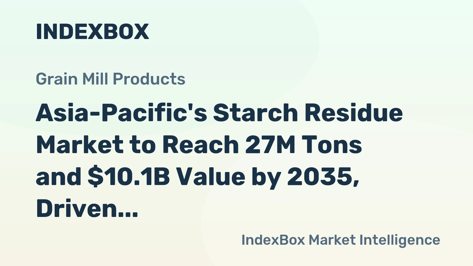 Asia-Pacific's Starch Residue Market to Reach 27M Tons and $10.1B Value by 2035, Driven by Increasing Demand