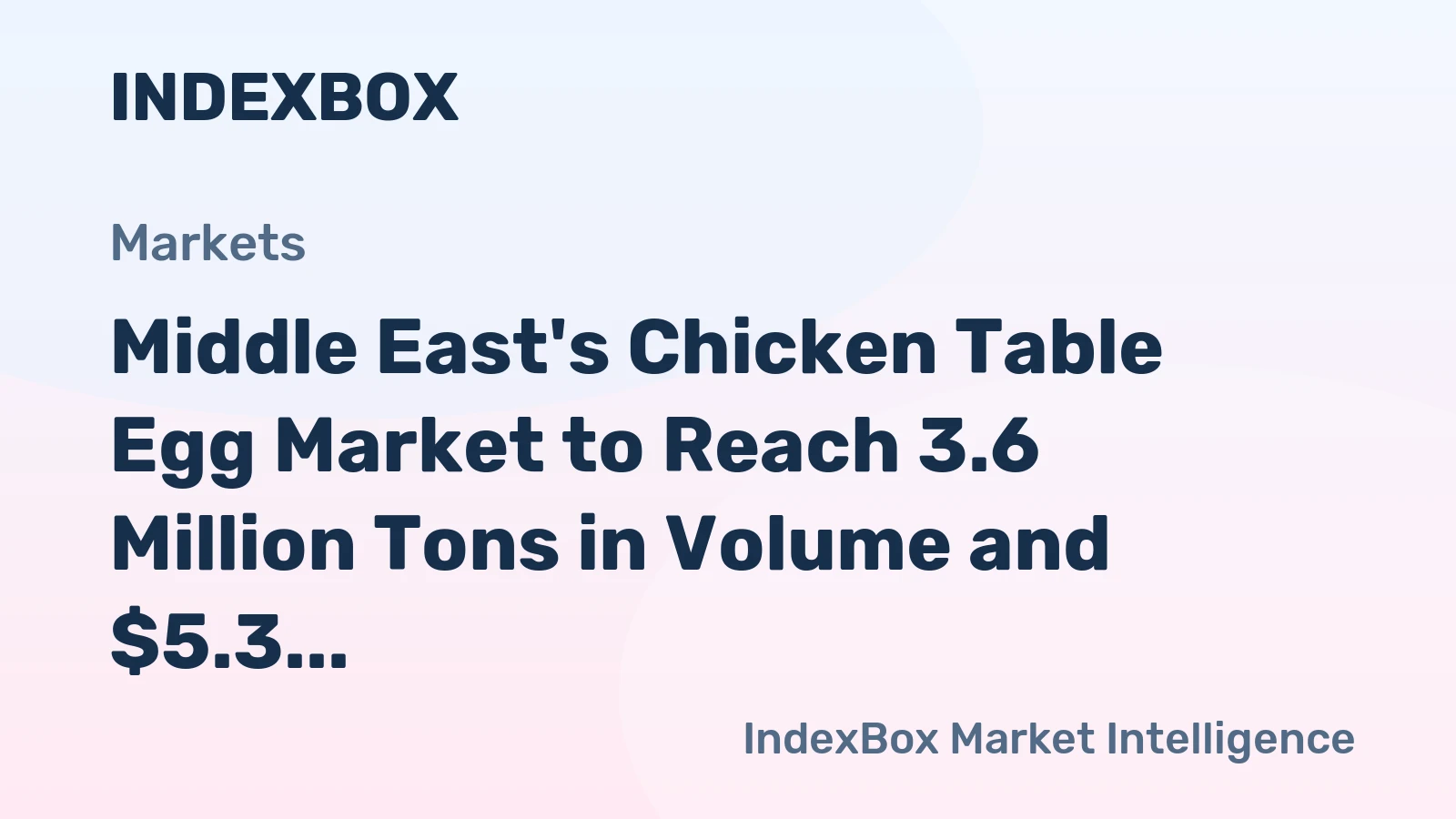 Middle East's Chicken Table Egg Market to Reach 3.6 Million Tons in Volume and $5.3 Billion in Value
