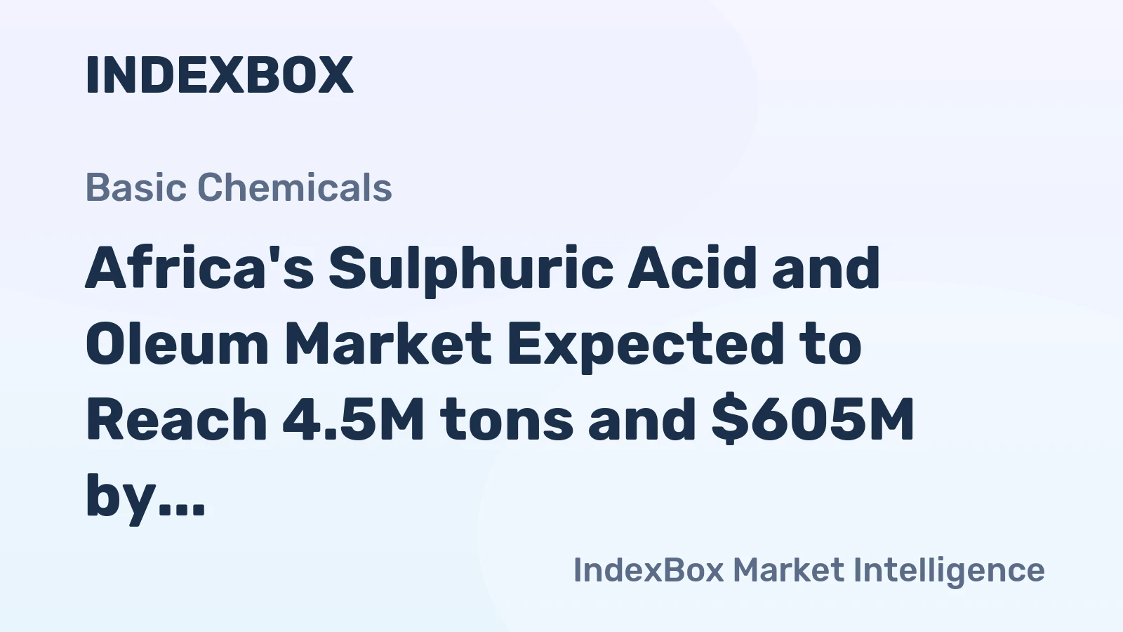 Africa's Sulphuric Acid and Oleum Market Expected to Reach 4.5M tons and $605M by 2035
