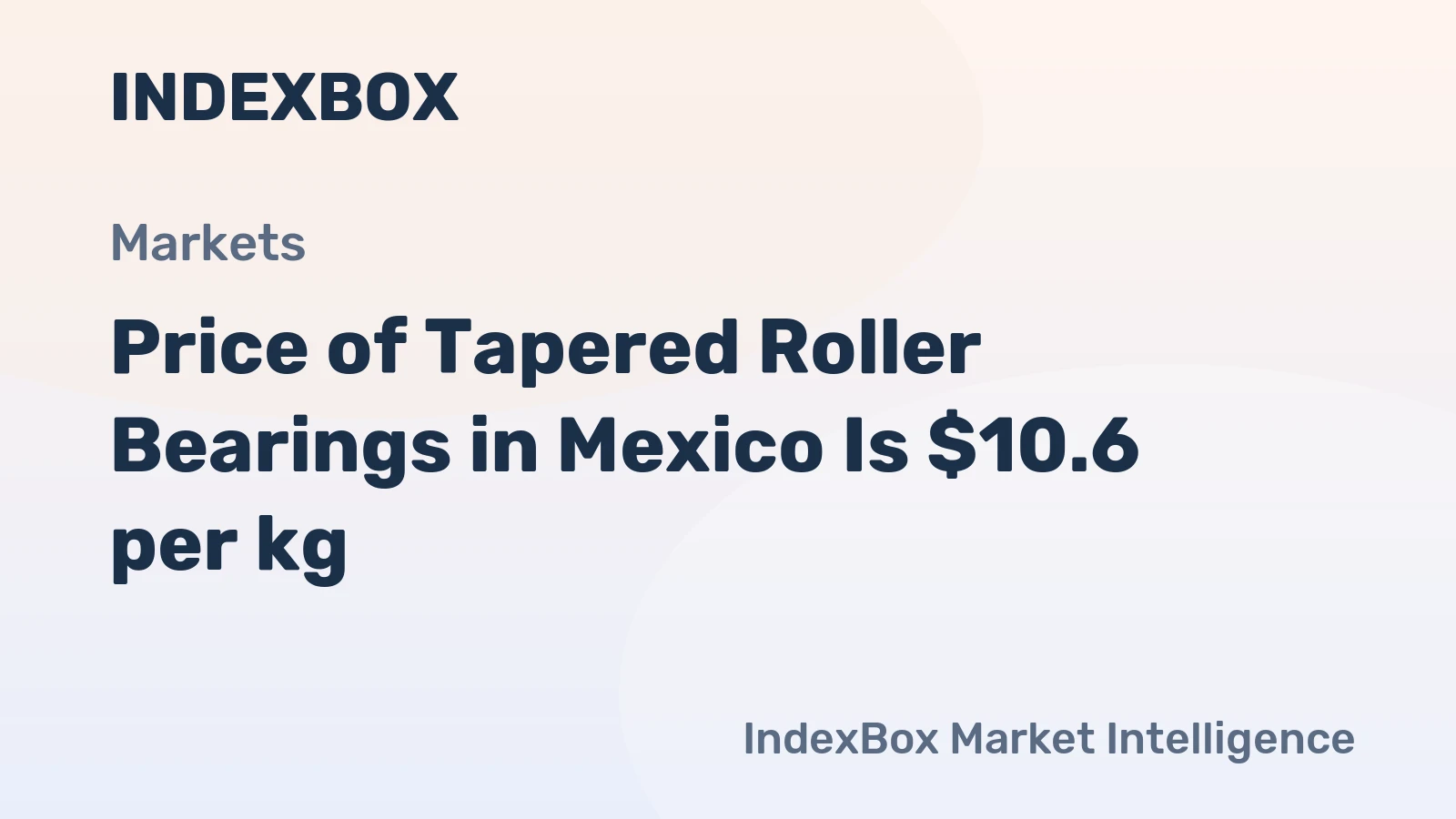 Price of Tapered Roller Bearings in Mexico Is $10.6 per kg