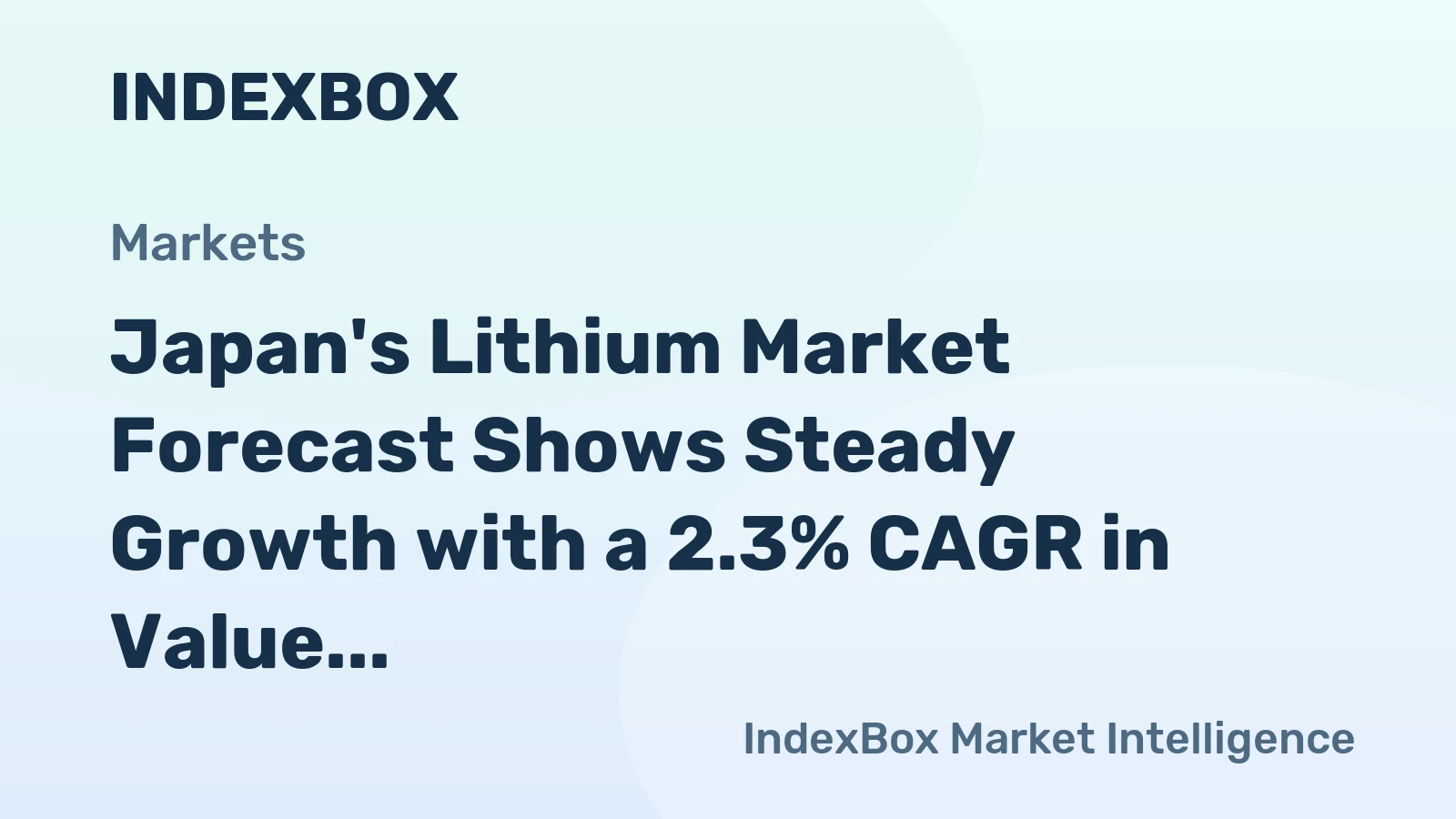 Japan's Lithium Market Forecast Shows Steady Growth with a 2.3% CAGR in Value Through 2035