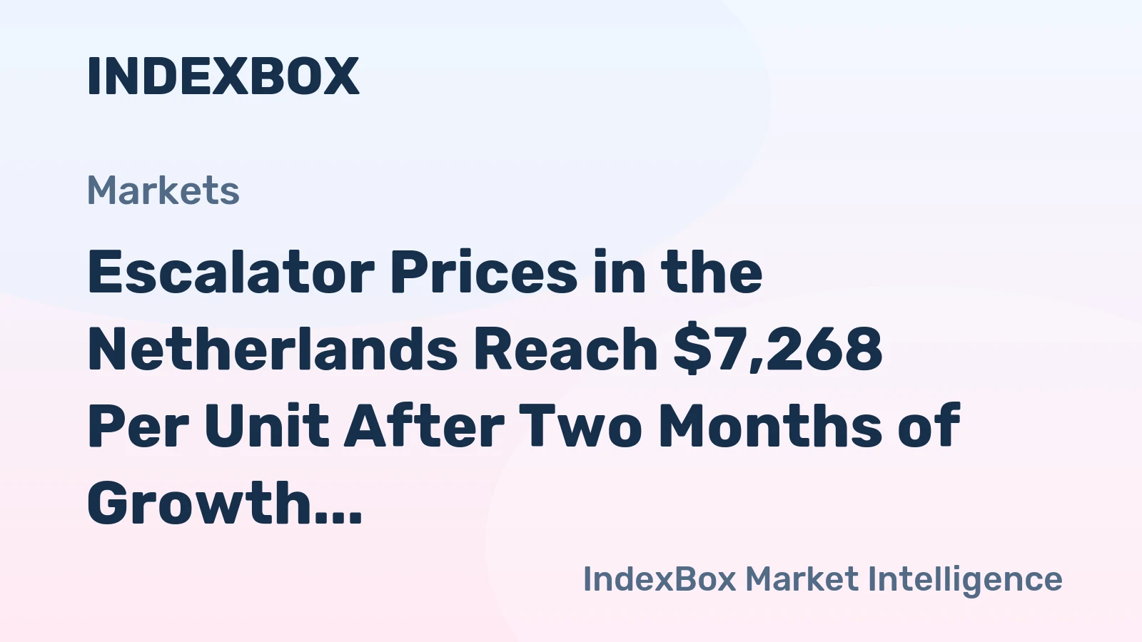 Escalator Prices in the Netherlands Reach $7,268 Per Unit After Two Months of Growth