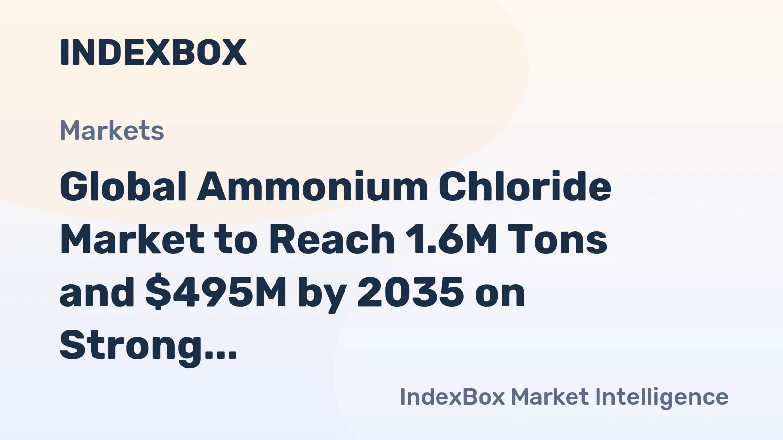 Global Ammonium Chloride Market to Reach 1.6M Tons and $495M by 2035 on Strong Asian Demand