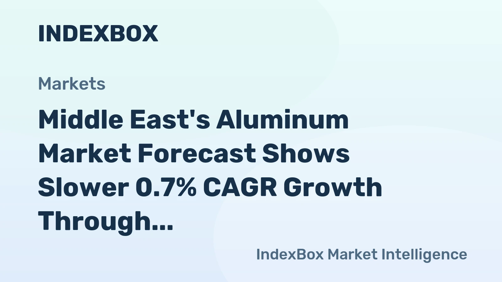 Middle East's Aluminum Market Forecast Shows Slower 0.7% CAGR Growth Through 2035