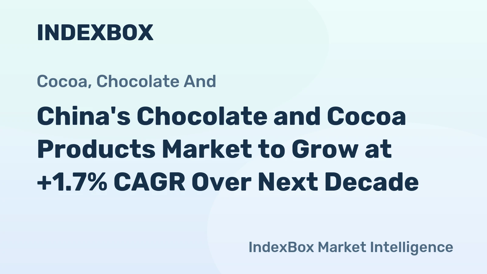 China's Chocolate and Cocoa Products Market to Grow at +1.7% CAGR Over Next Decade