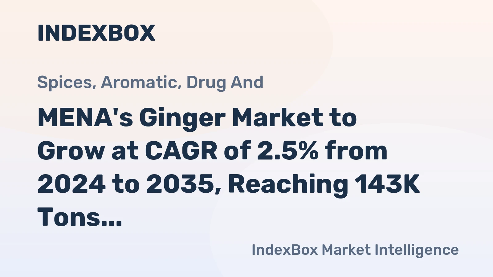 MENA's Ginger Market to Grow at CAGR of 2.5% from 2024 to 2035, Reaching 143K Tons