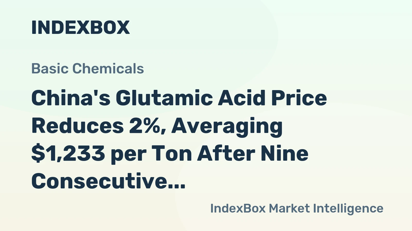 China's Glutamic Acid Price Reduces 2%, Averaging $1,233 per Ton After Nine Consecutive Months of Decline