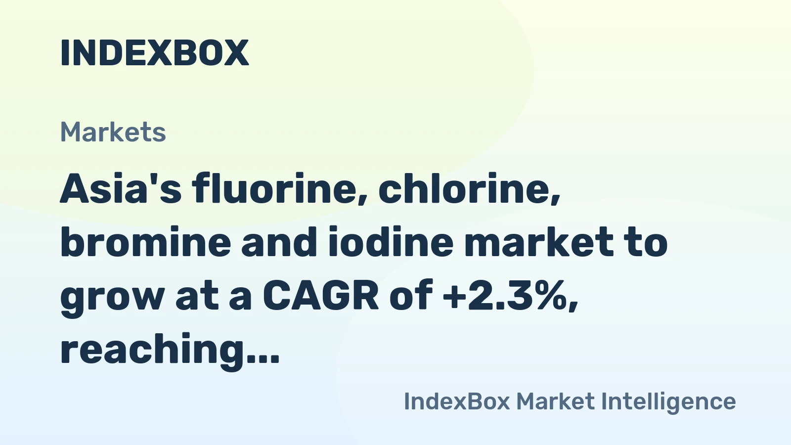 Asia's fluorine, chlorine, bromine and iodine market to grow at a CAGR of +2.3%, reaching $34.9B by 2035 on steady demand.