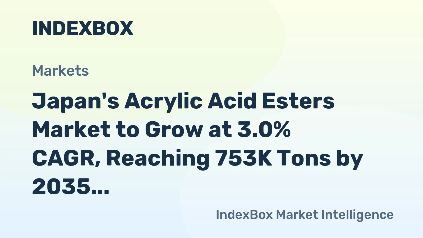 Japan's Acrylic Acid Esters Market to Grow at 3.0% CAGR, Reaching 753K Tons by 2035