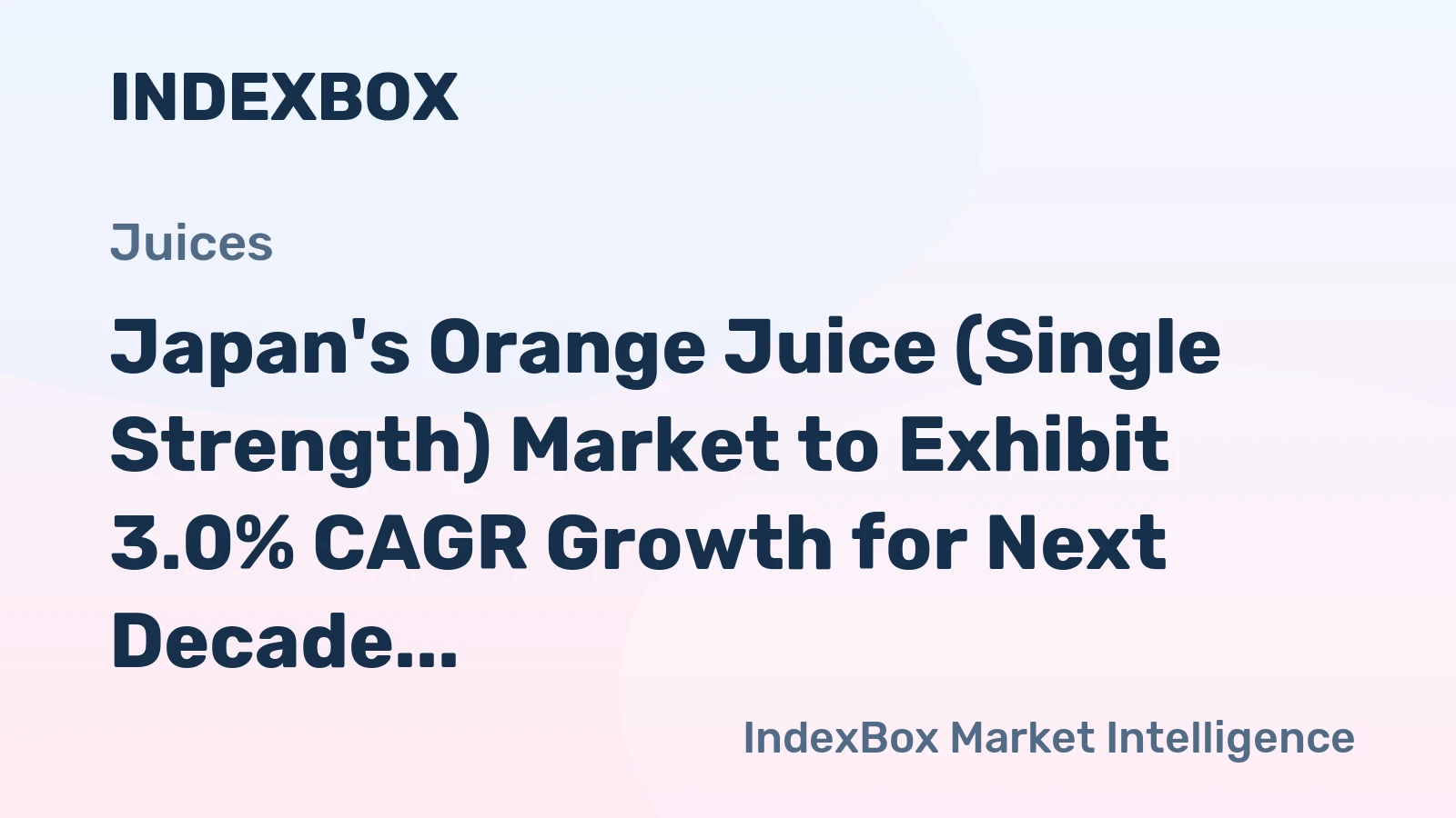 Japan's Orange Juice (Single Strength) Market to Exhibit 3.0% CAGR Growth for Next Decade